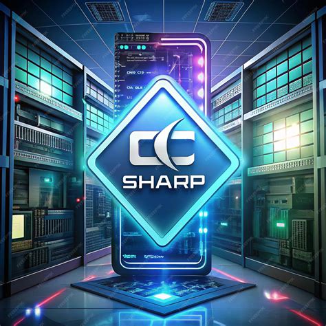 C Sharp Sign With Server Room Background Coding Language And Software