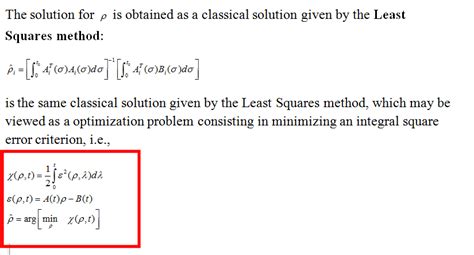 solution given by the least squares method