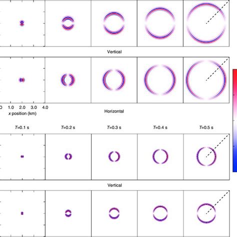 A Snapshots Of 2d Wave Propagation In An Elastic Homogeneous Medium