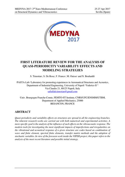 Pdf First Literature Review For The Analysis Of Quasi Periodicity Variability Effects And