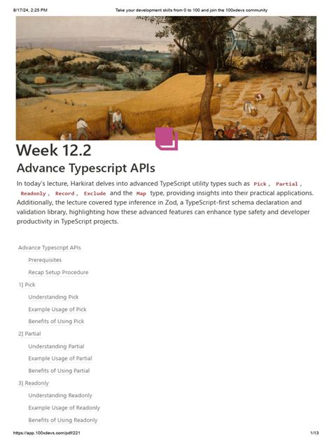 Week 122 Advance Typescript Apis Pdf Parameter Computer Programming Java Script