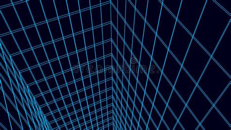 Futuristic Digital Grid Box Blue Background Vector Illustration Stock