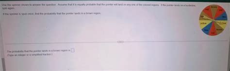 solved use the spinner shown to answer the question assume