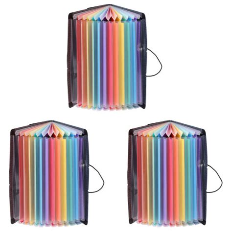 3x Expanding File Folder A4 Letter Size Portable Document Holder With 12 Pockets Black Filing