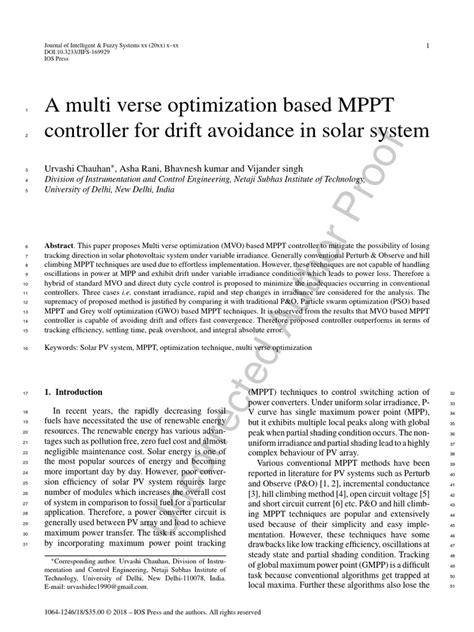 A Multi Verse Optimization Based Mppt Pdf Electrical Engineering