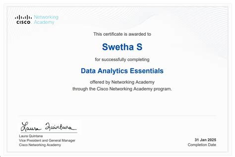 Dataanalytics Cisconetworkingacademy Learning Upskilling Achievement Swetha Saravanan
