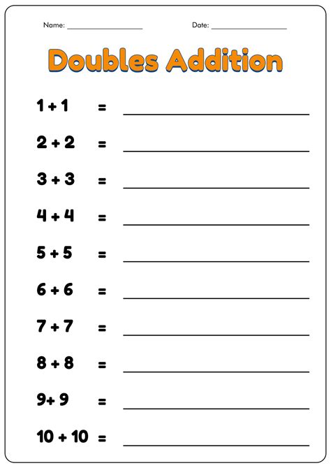 Doubles Facts Worksheet Worksheet Activity Sheets