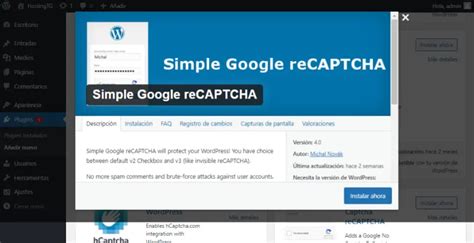 cómo instalar recaptcha en wordpress