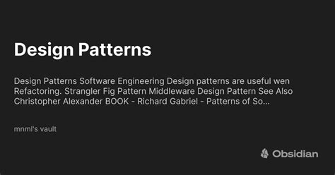 design patterns mnml s vault obsidian publish