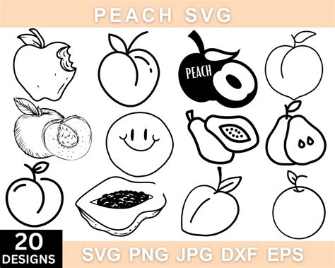 Peach Svg Bundle Peach Png Peach Clipart Peach Dxf Peach Print