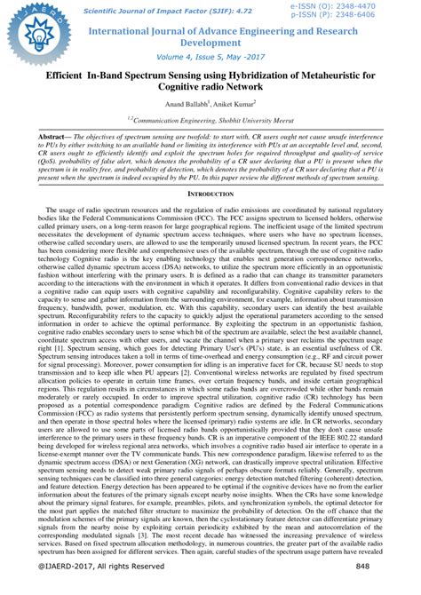 Pdf Efficient In Band Spectrum Sensing Using Hybridization Of