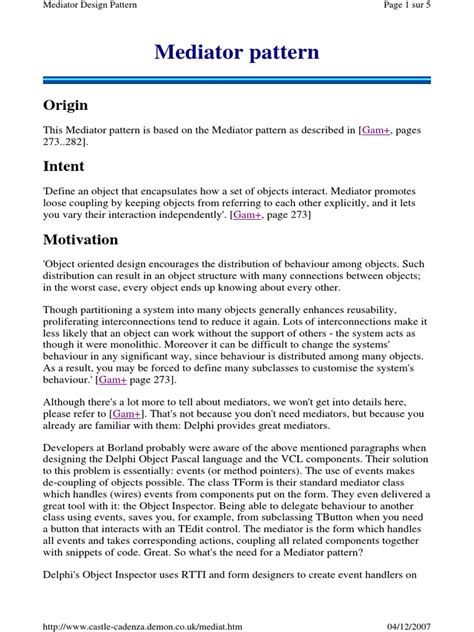 The Mediator Design Pattern Encapsulating Object Interactions And Promoting Loose Coupling