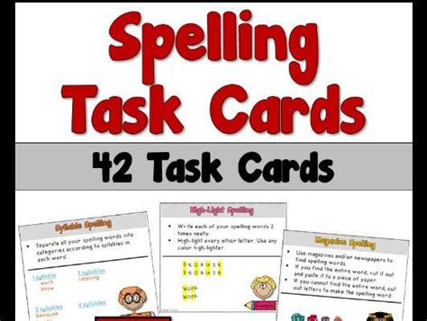 Spelling Task Cards Teaching Resources