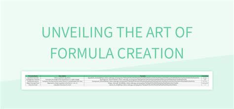 Unveiling The Art Of Formula Creation Excel Template And Google Sheets