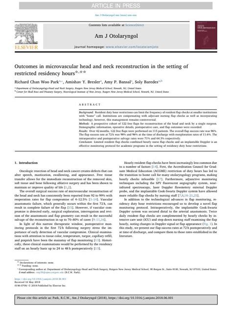 Outcomes Of Microvascular Head And Neck Reconstruction
