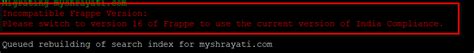 Getting Error In India Compliance On Giving The Command Bench Migrate