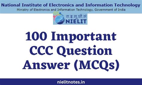 100 Ccc Question Answer Pdf Ccc Mcqs Important Mcqs For Ccc Exam Ccc Exam Practice Set