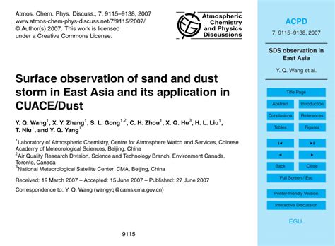 Pdf Surface Observation Of Sand And Dust Storm In East Asia And Its