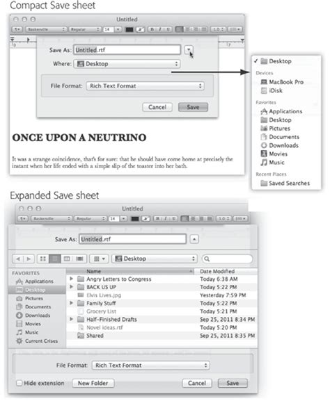 The Save And Open Dialog Boxes Mac OS X Lion The Missing Manual Book