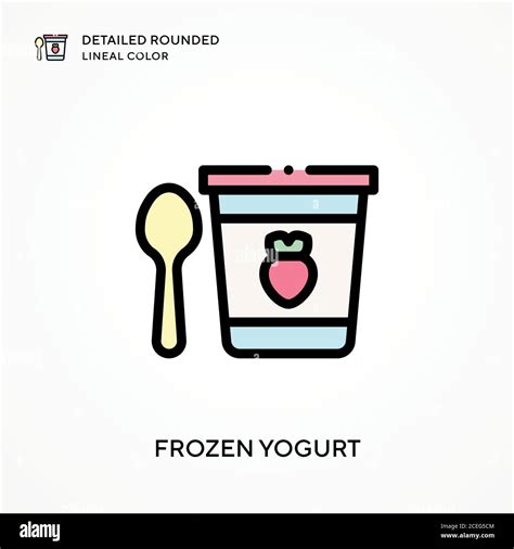 Frozen Yogurt Detailed Rounded Lineal Color Modern Vector Illustration
