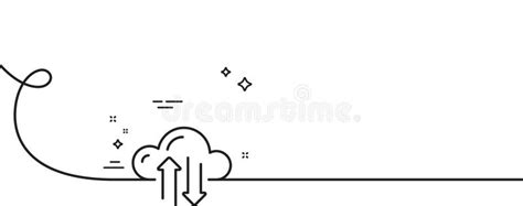 Cloud Computing Sync Line Icon Internet Data Storage Sign Continuous Line With Curl Vector
