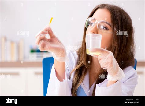 Female Beautiful Biochemist Working In The Lab Stock Photo Alamy