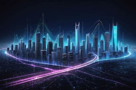 Smart City Abstract Dot Points Connected By Gradient Lines And Intricate Wave Design Symbolizing