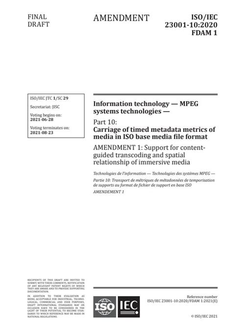 ISO IEC 23001 10 2020 FDAmd 1 Support For Content Guided Transcoding And Spatial Relationship Of