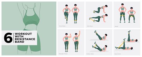Workout Exercises With Resistance Band Women Doing Fitness And Yoga Exercises 10826275 Vector
