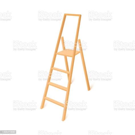 휴대용 가정용 단계 사다리 흰색 배경에 고립 된 사실적인 3d 벡터 일러스트레이션 계단 사다리에 대한 스톡 벡터 아트 및 기타 이미지 계단 사다리 건설 현장 3차원