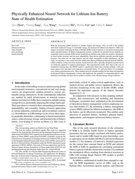 Pdf Physically Enhanced Neural Network For Lithium Ion Battery State