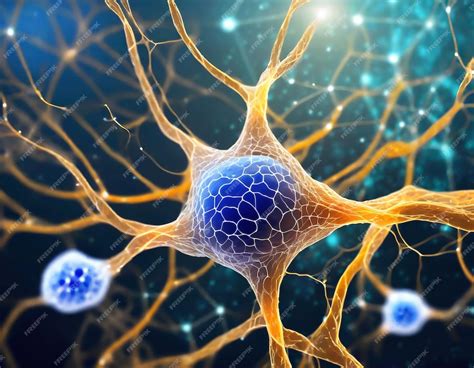 Neuron cells neural network under microscope neuro research science brain signal information ...