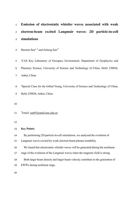 Pdf Emission Of Electrostatic Whistler Waves Associated With Weak