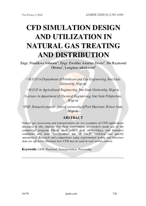 Pdf Cfd Simulation Design And Utilization In Natural Gas Treating And Distribution