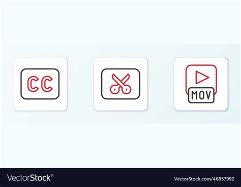 Set Line Mov File Subtitles And Music Or Video Vector Image