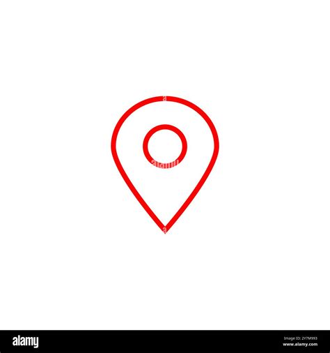 Location Icon Map Pin Outline Red Vector Address Area Marker