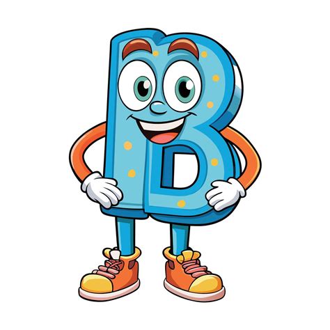 Cartoon Letter B Character Holding Hands And Smiling White Background