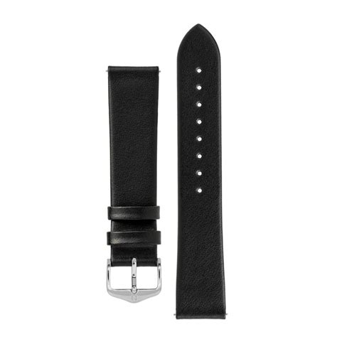 Hirsch Toronto Fine Grained Leather Watch Strap In Black