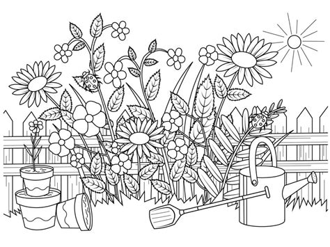 Desenhos De Jardim De Flores Para Colorir Pintar E Imprimir