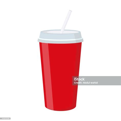 빨대와 빨간 골판지 컵입니다 흰색 배경에 격리된 일회용 컵의 그림 유리잔에 대한 스톡 벡터 아트 및 기타 이미지 유리잔 물 벡터 Istock