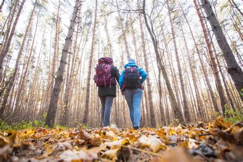 Premium Photo Women Walking On Leaves In Forest