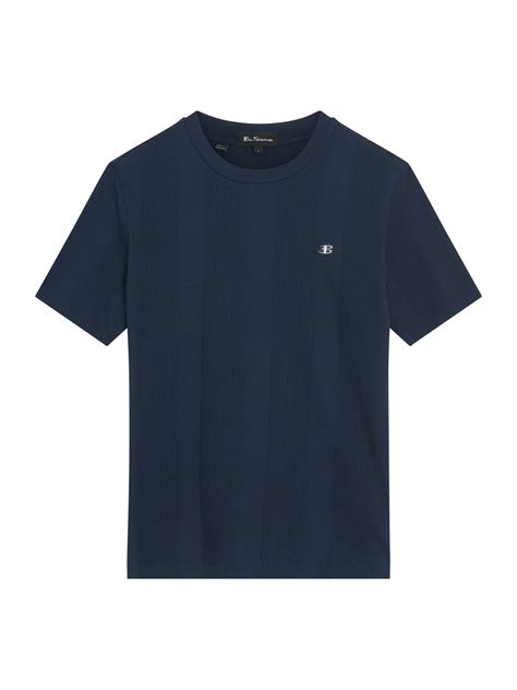 Textured Vertical Stripe Tee In Dark Navy Ben Sherman Uk
