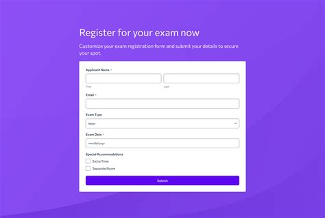 Exam Registration Form Template Woorise