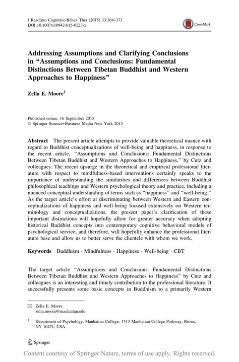 Addressing Assumptions And Clarifying Conclusions In “assumptions And
