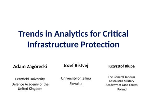 Pdf Trends In Analytics For Critical Infrastructure Protection