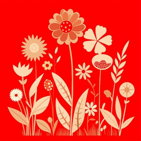 잔디 벡터 일러스트 레이 션에 야생 꽃 프리미엄 벡터