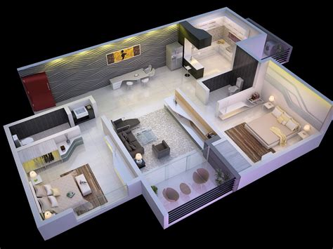 2 Room House Design 3d
