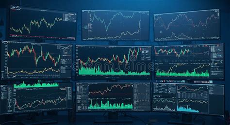 Analyzing Stock Market Data On Multiple Computer Screens Stock