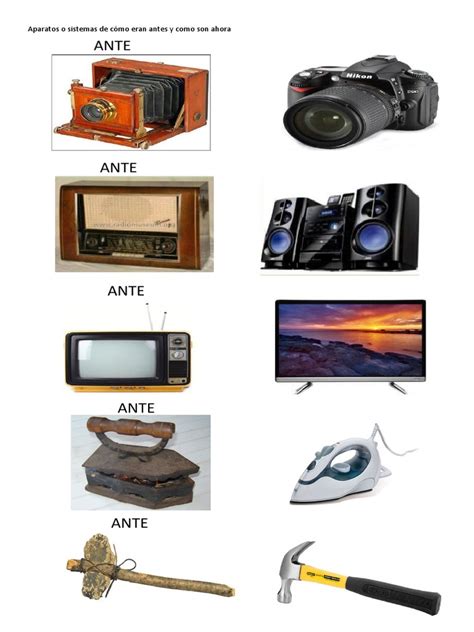 Aparatos Antes Y Ahora Pdf Lápiz Materiales