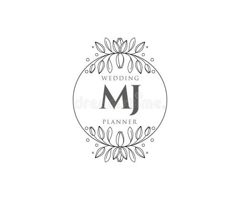 Mj Initials Letter Wedding Monogram Logos Collection Hand Drawn Modern Minimalistic And Floral